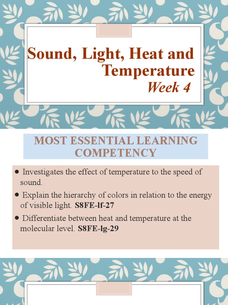 Sound Light Heat and Temp | PDF | Frequency | Temperature