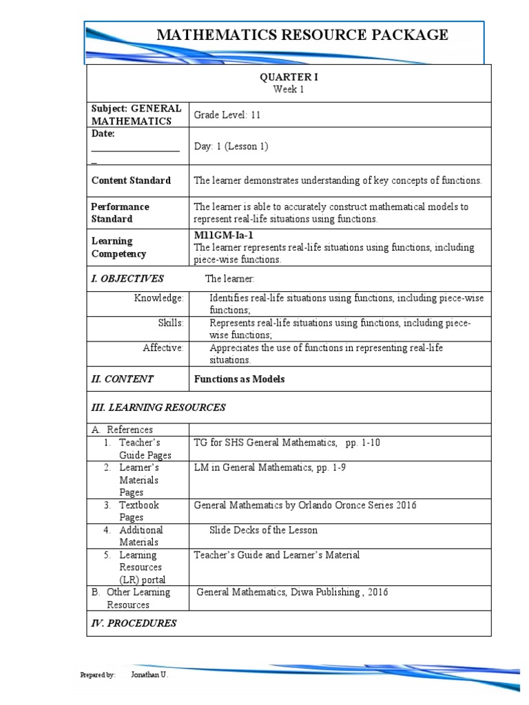 Genmath Function Introduction - Lesson Plan | PDF | Function ...