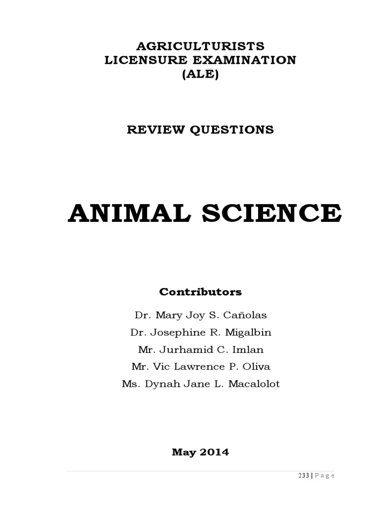 ALE 2014 Animal Science Autosaved - Docx 2003409664 | PDF | Menstrual Cycle | Respiratory Tract