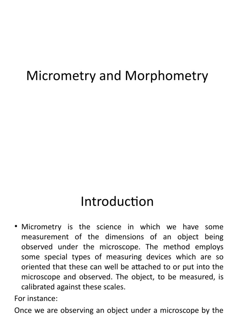 Micrometry and Morphometry | PDF | Bacteria | Morphometrics