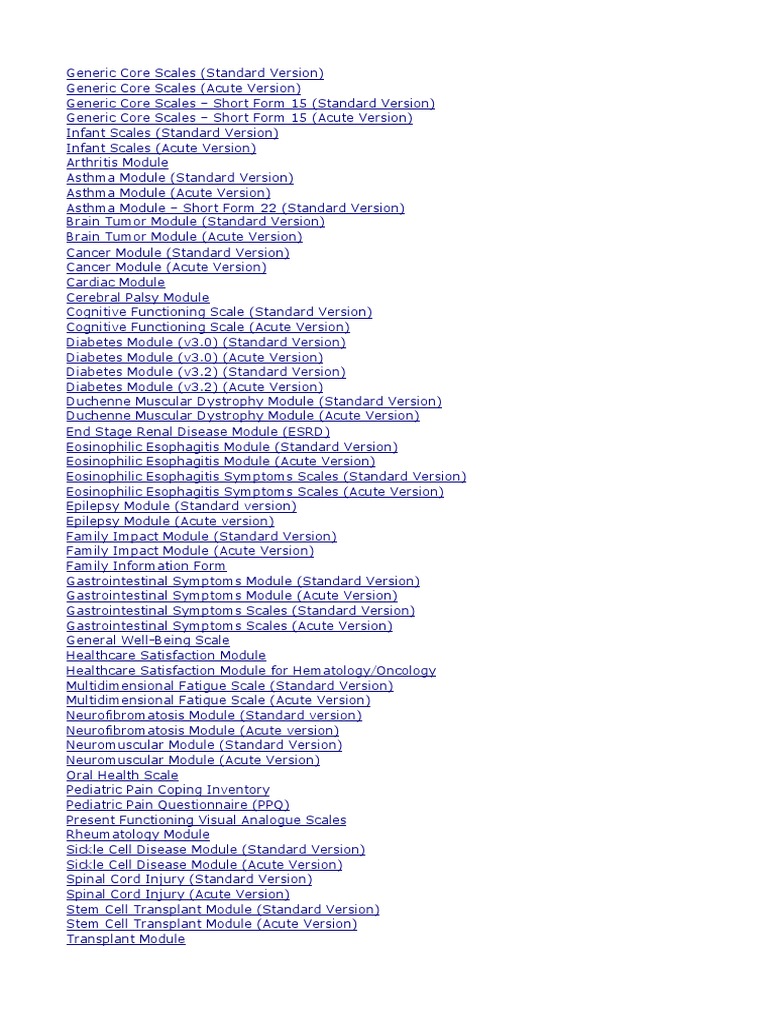 PedsQL Translation Tables | PDF | Spanish Language | Estonia