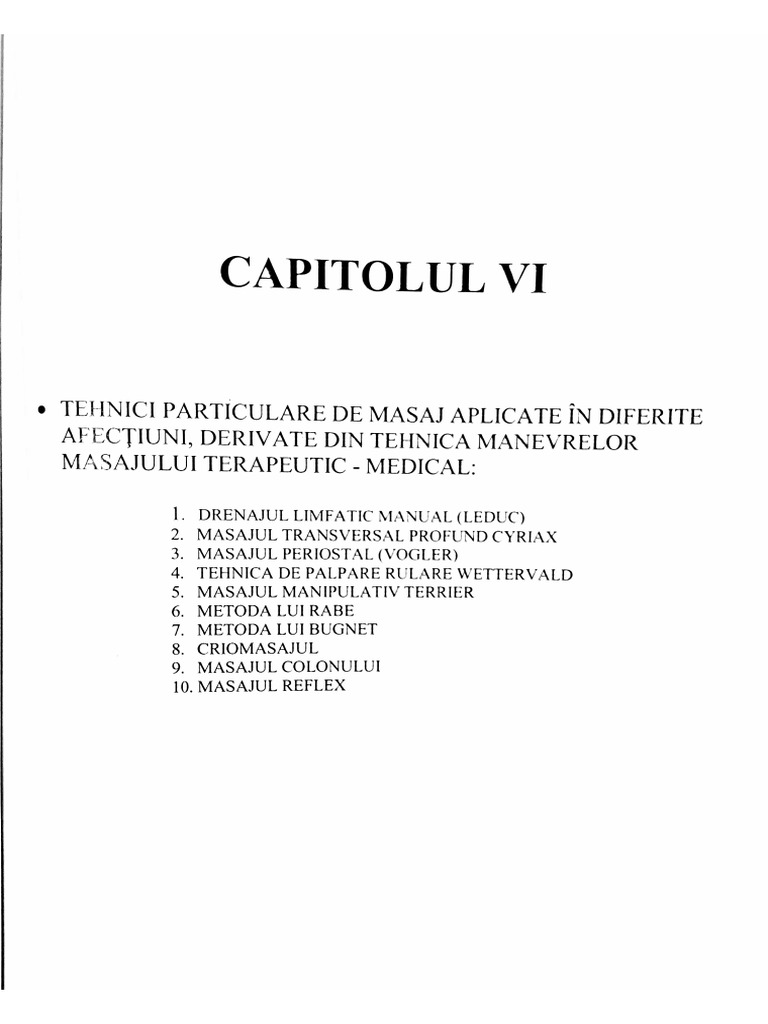 Tehnici Particulare de Masaj Aplicate În Diferite Afecțiuni, Derivate ...