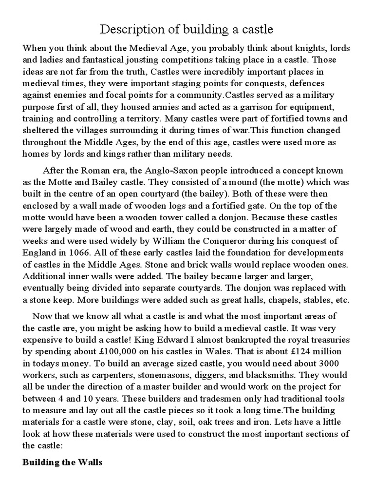 Description of Building A Castle | PDF | Castle | Buildings And Structures