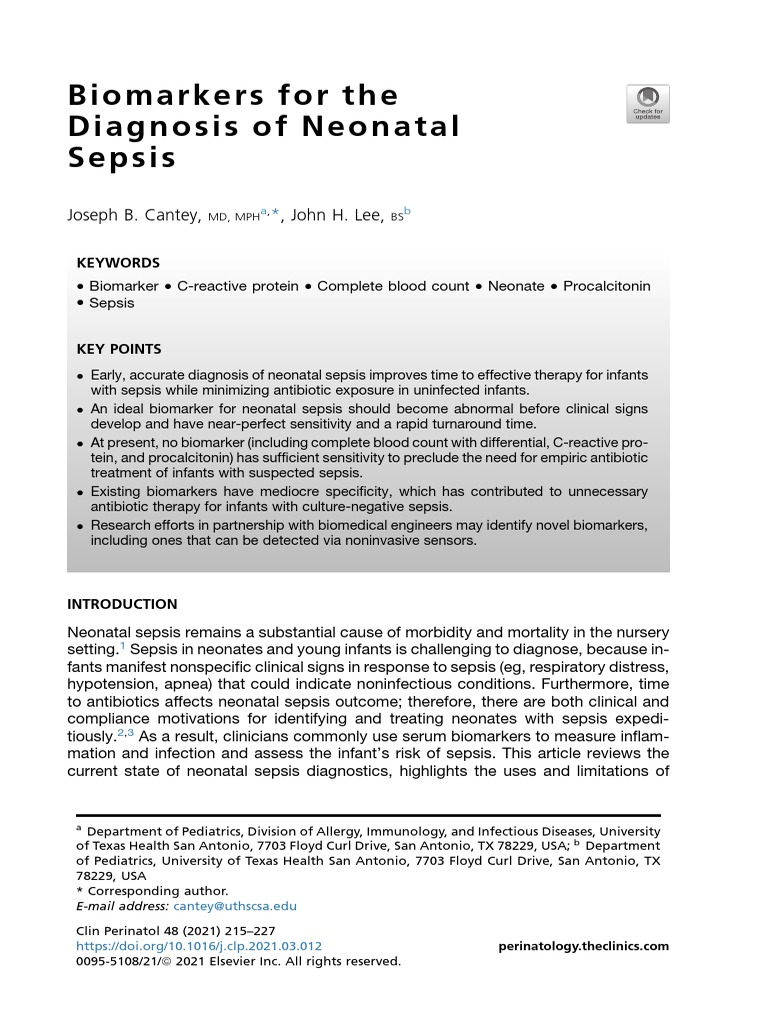 Sepsis Neonatal 3 | PDF | Sepsis | Biomarker