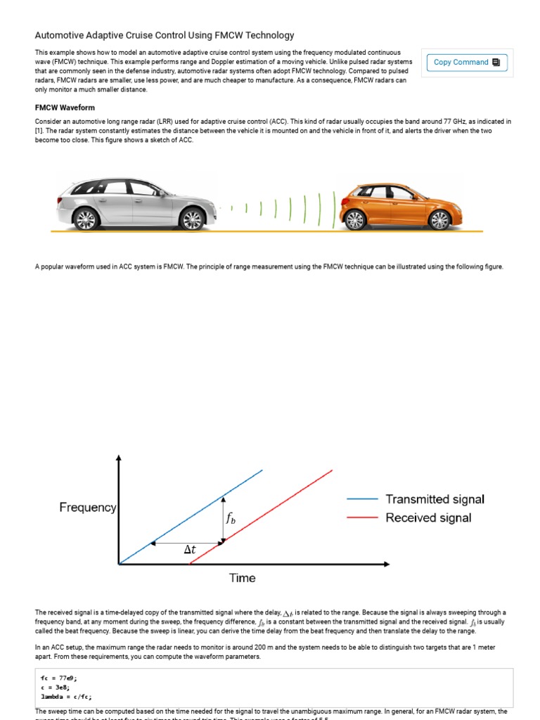 Automotive Adaptive Cruise Control Using FMCW Technology - MATLAB & Simulink | PDF | Radar ...