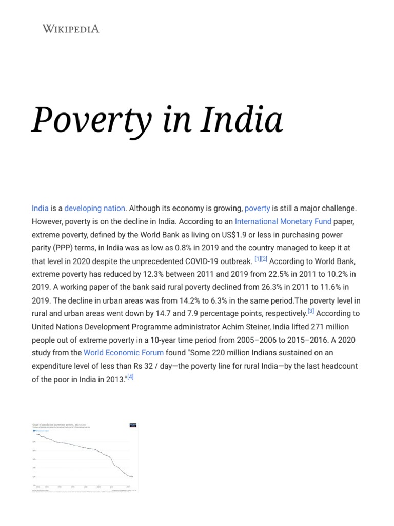 Poverty in India - Wikipedia | PDF | Cost Of Living | Poverty Threshold