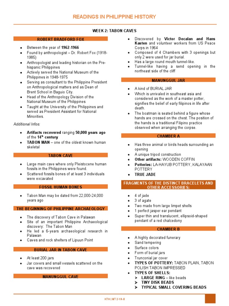 Riph - Week 2 - Tabon Cave - Katipunan - The Maragtas | PDF | Philippines