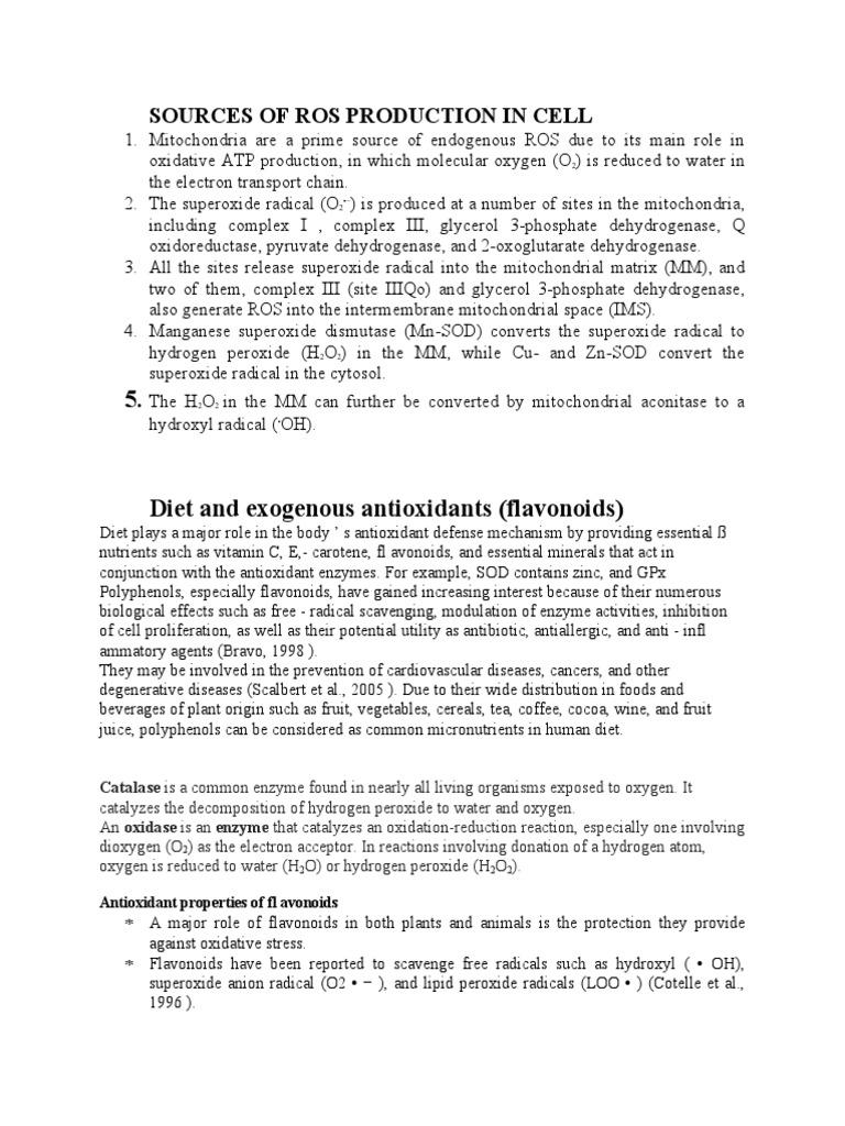 Sources of Ros Production in Cell | PDF | Reactive Oxygen Species ...