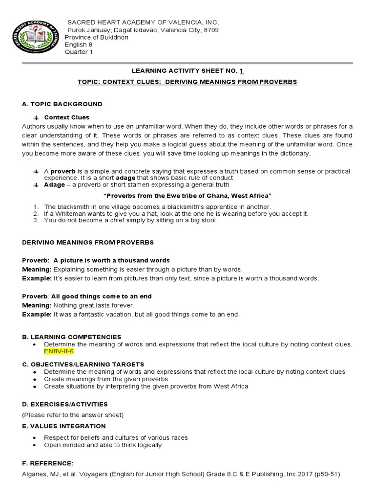 ENGLISH 8 Quarter 1 | PDF