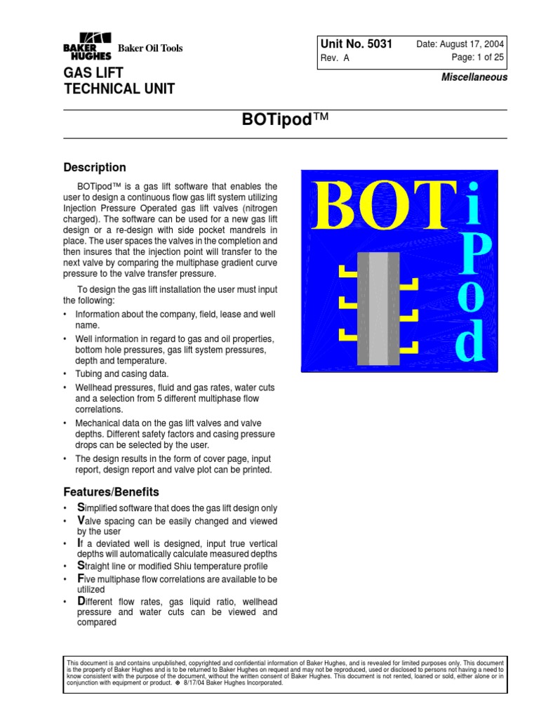 Botipod™: Gas Lift Technical Unit | PDF | Casing (Borehole) | Pressure