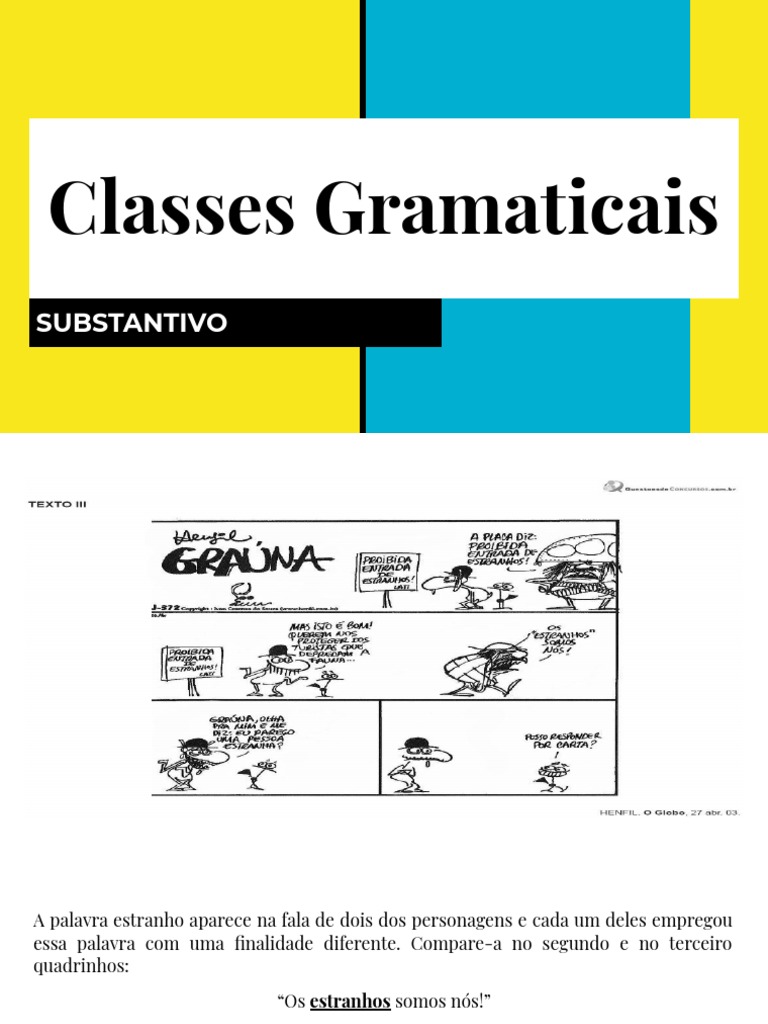 Classes Gramaticais Substantivos | PDF | Palavra | Classe gramatical