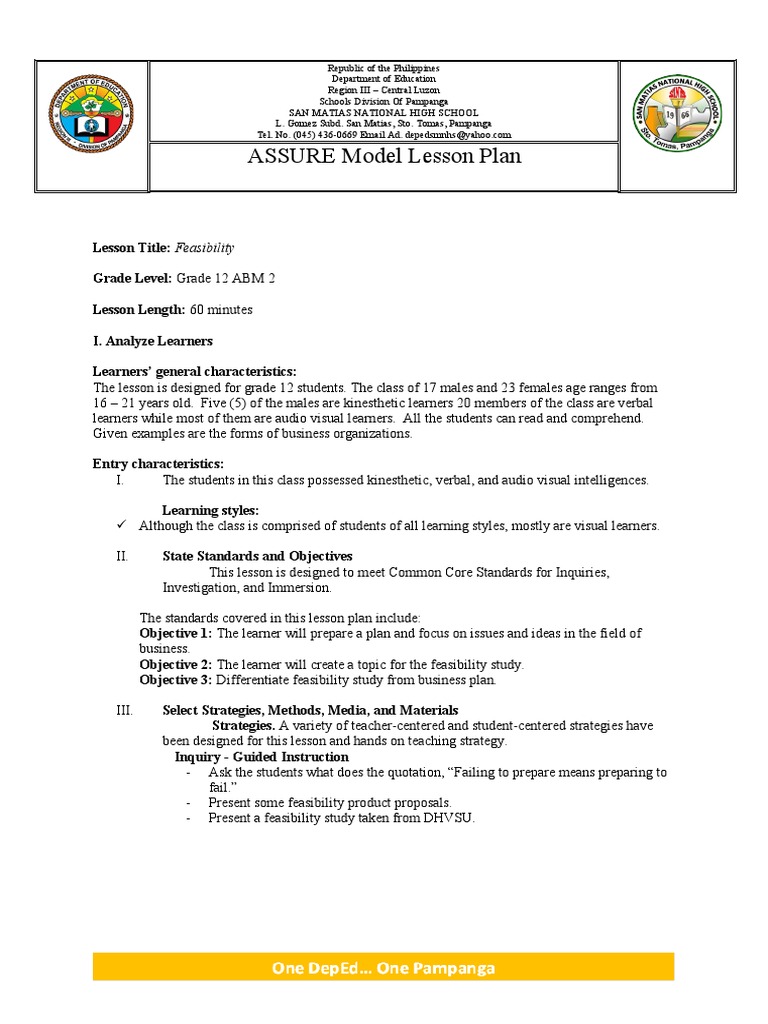 DLL - Assure - Abm | PDF | Learning | Lesson Plan