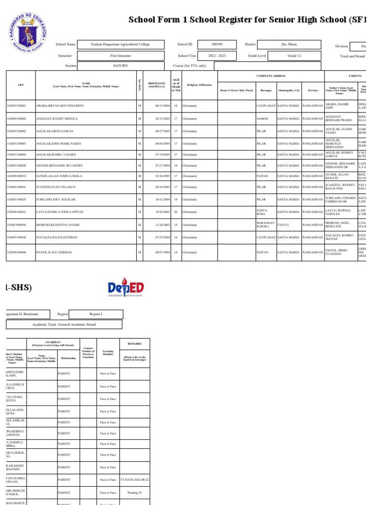 School Form 1 (SF 1) | PDF