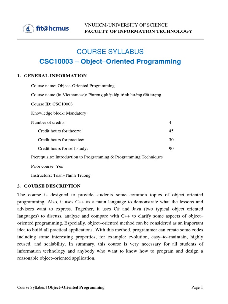 CLC CSC10003 HK1-2223 | PDF | Computer Programming | Object Oriented ...