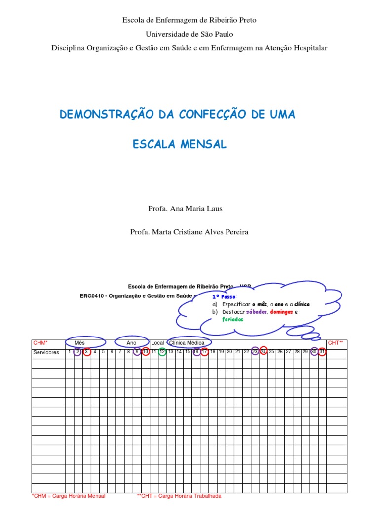 Escala Mensal de Enfermagem Hospitalar | PDF | Ciências da Saúde