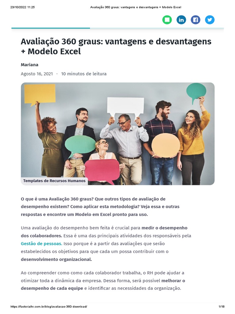 Avaliação 360 Graus - Vantagens e Desvantagens + Modelo Excel | PDF ...