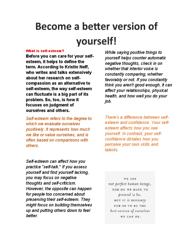 Become Better Version of Yourself | PDF | Self Esteem | Cognitive Science