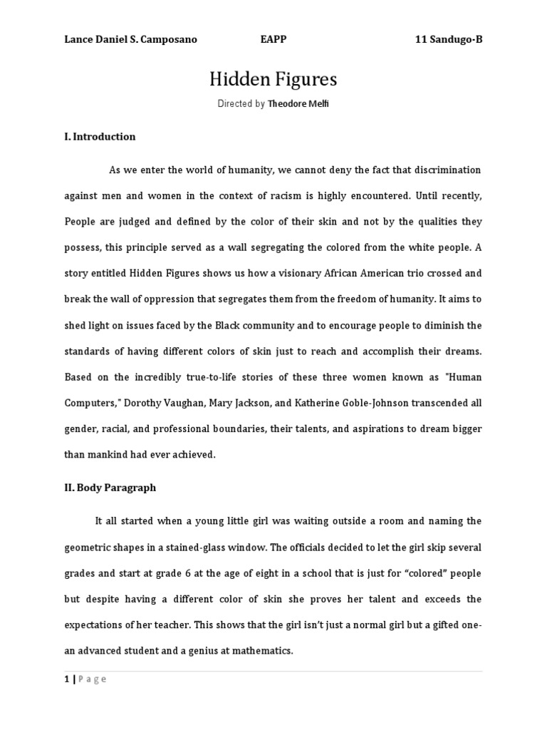 Critique Paper - Hidden Figures | PDF | Hidden Figures | Discrimination