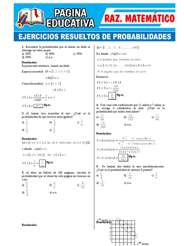 Calcular probabilidades de experimentos aleatorios | PDF | Probabilidad | Probabilidades y ...
