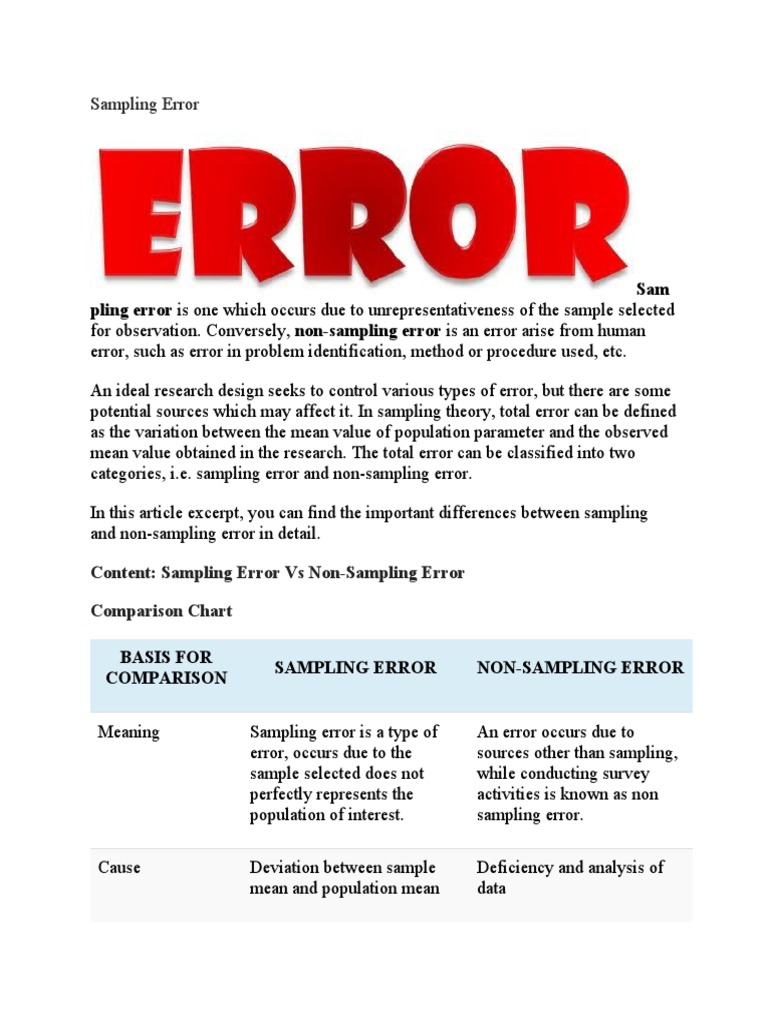 Sampling Errors | PDF | Sampling (Statistics) | Error Sampling Errors | PDF | Sampling (Statistics) | Error