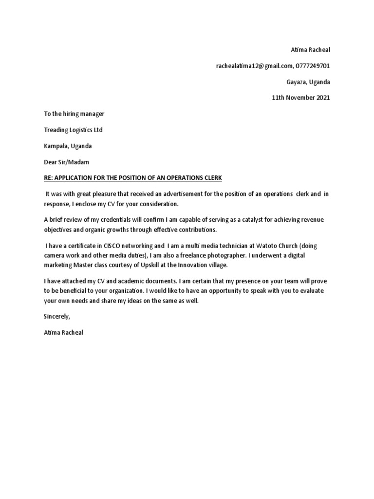 Treading Logistics Application Letter | PDF