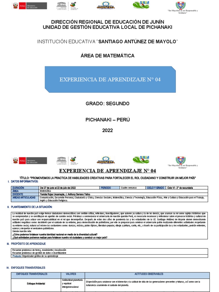 Eda #04 2022 - Mat - 2do | Descargar gratis PDF | Estadísticas | Aprendizaje