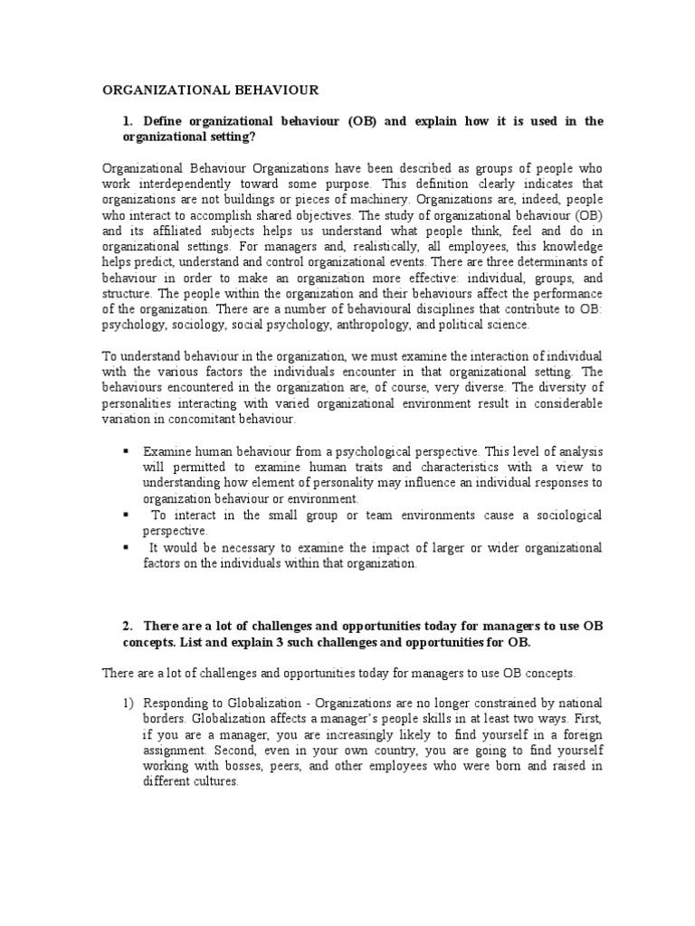 Organizational Behaviour | PDF | Organizational Behavior | Employment