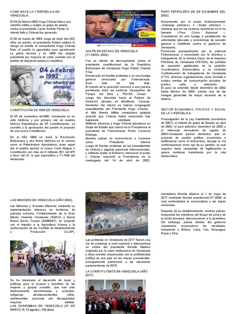Como Nace La V República en Venezuela Triptico | PDF | Hugo Chavez ...