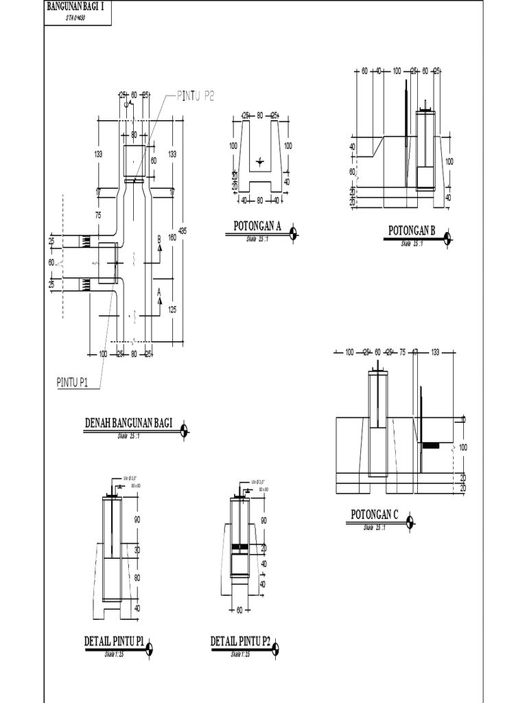 Potongan A Potongan B: Pintu P1 | PDF