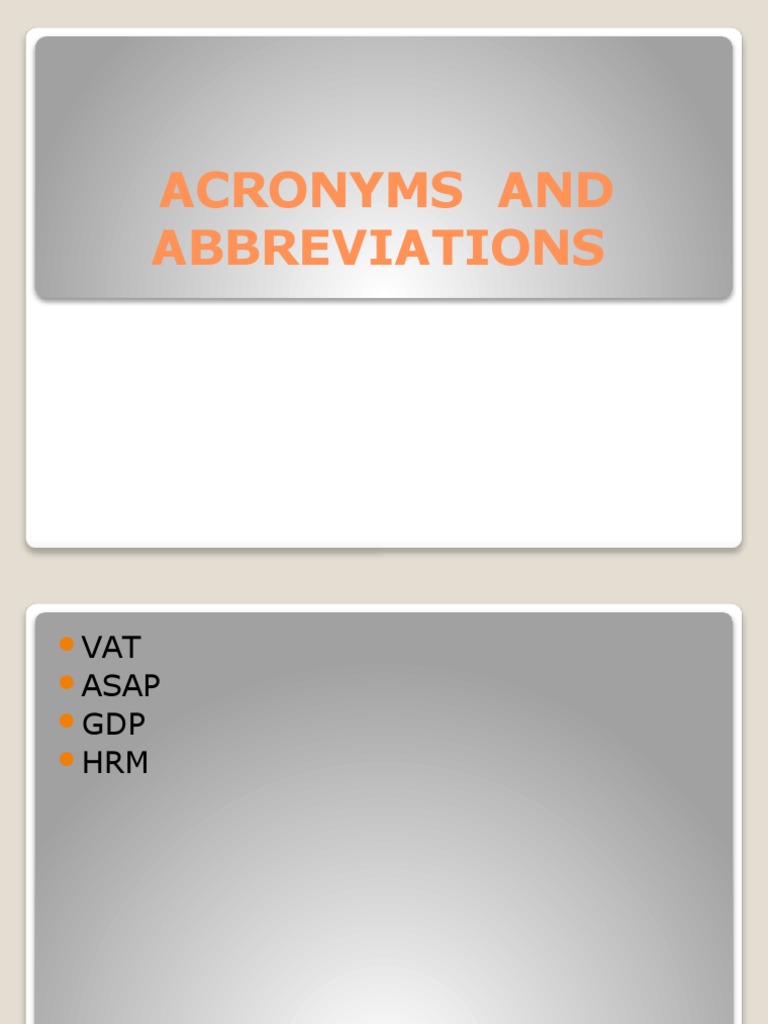 Acronyms and Abbreviations | PDF