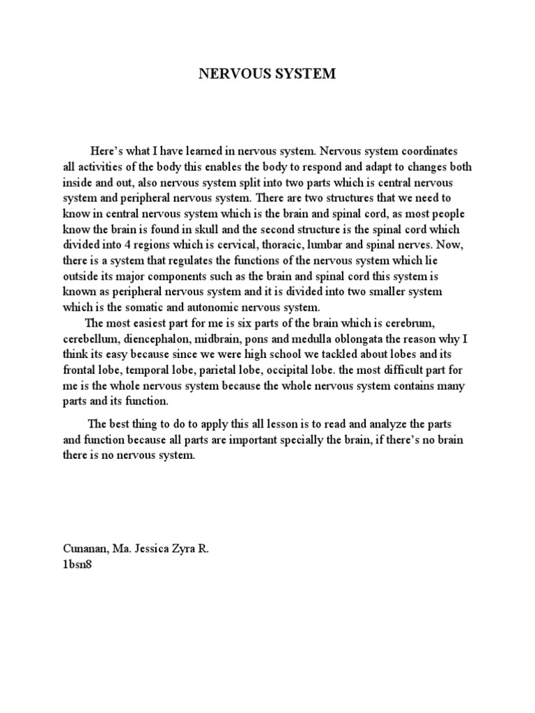 Nervous System Reflection | PDF