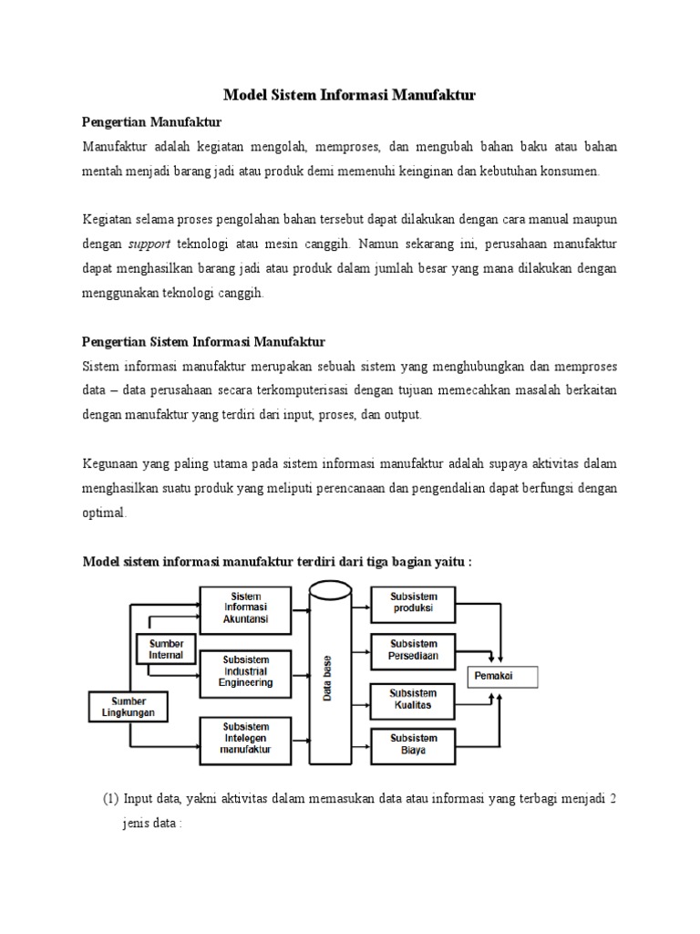 Model Sistem Informasi Manufaktur | PDF