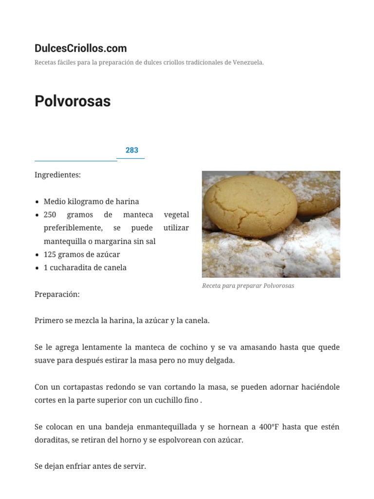 Cocina - Dulces Criollos - Receta de Polvorosas | PDF | Mantequilla ...