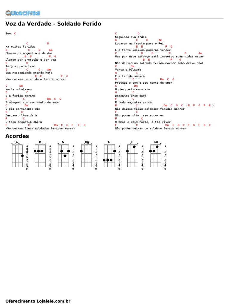 Voz Da Verdade - Soldado Ferido (Uke Cifras) | PDF