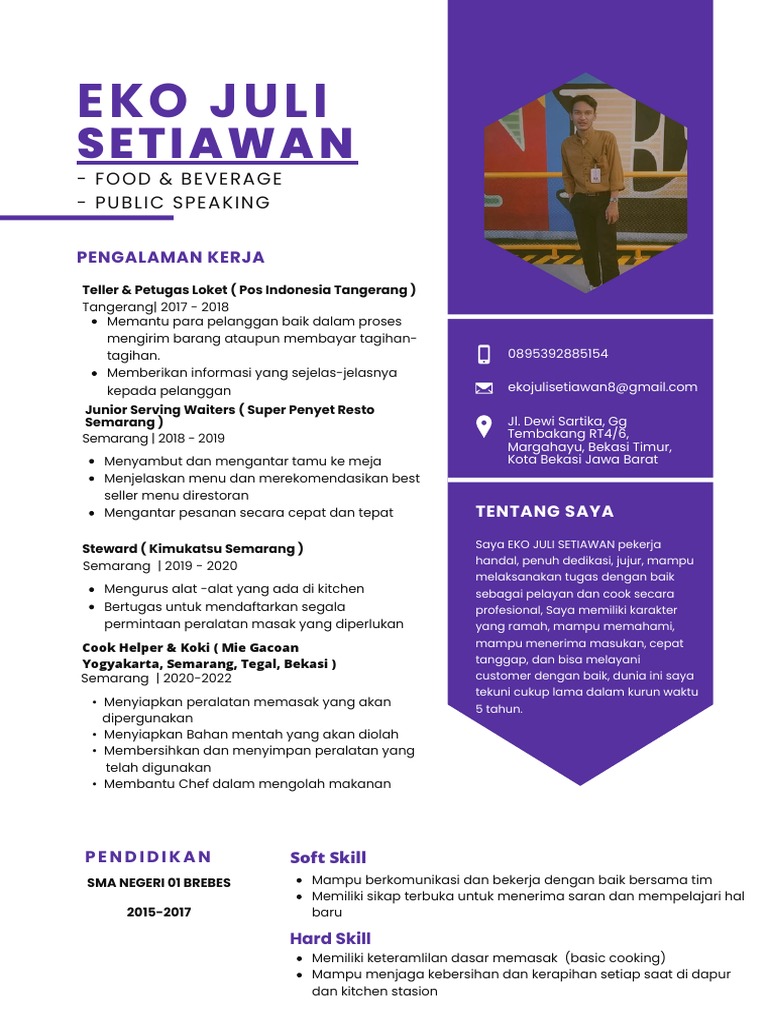 Contoh CV Koki dan Kitchen Staff | PDF