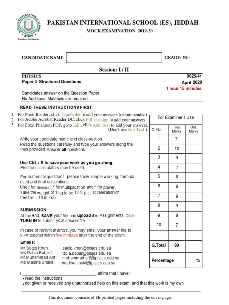 Physics Mock Y9 Paper 4 | Download Free PDF | Buoyancy | Wind Power