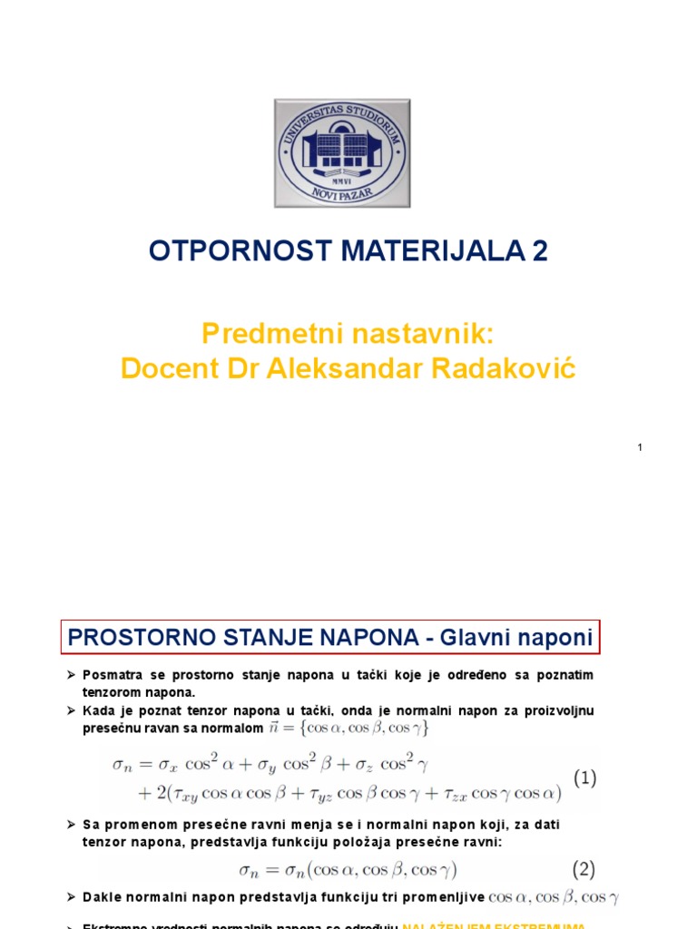 Deveto Predavanje OM2 RA | PDF