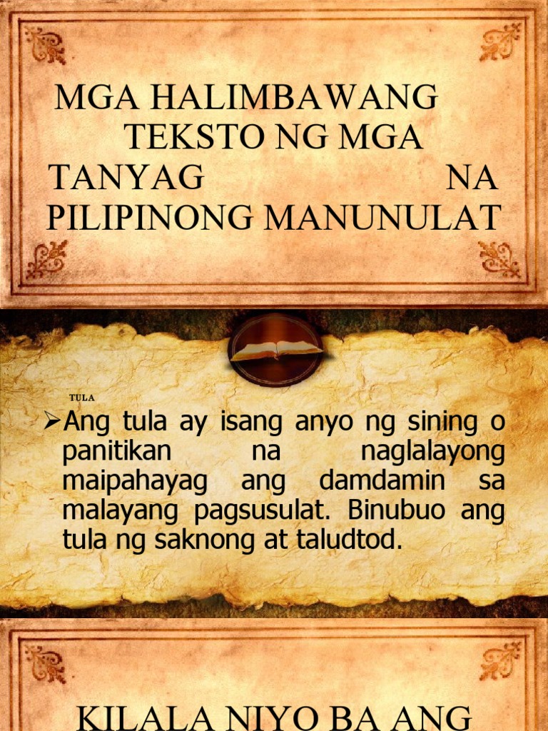 Mga Tanyag Na Manunulat | PDF