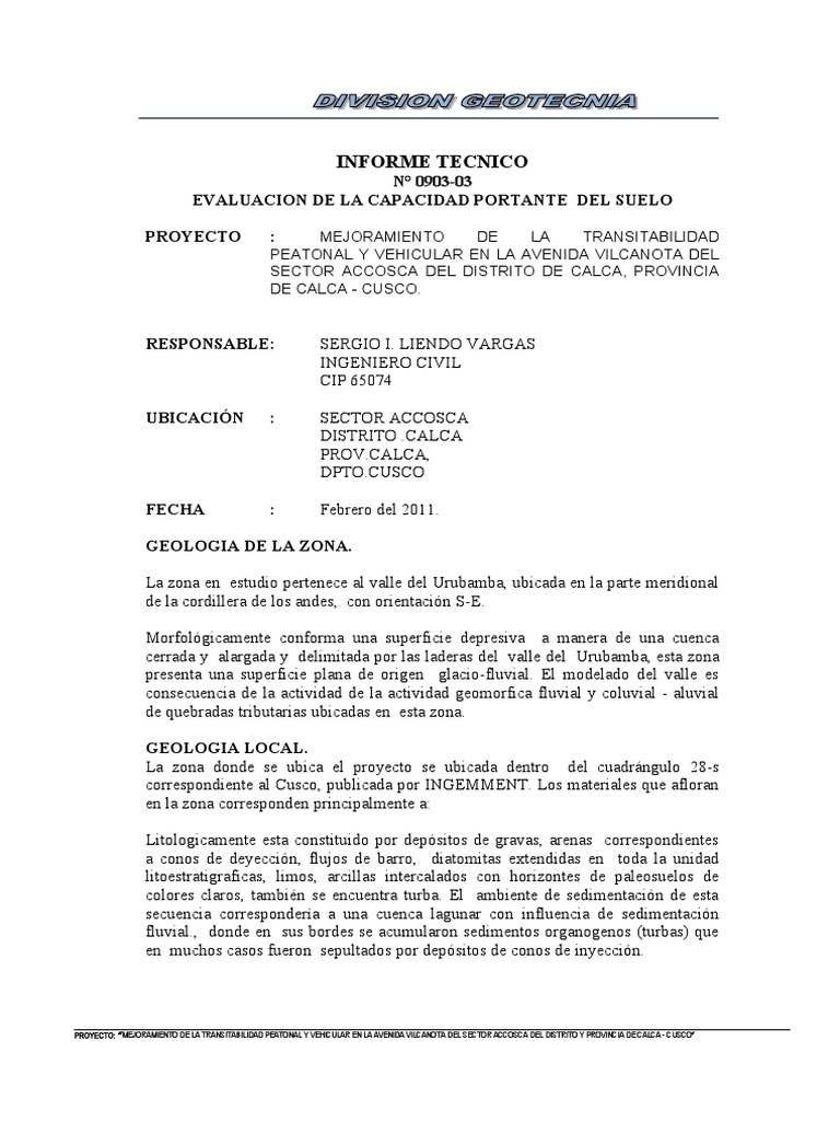 Informe de Estudio de Suelos Accosca - 000 | PDF | Valle | Fundación (Ingeniería)