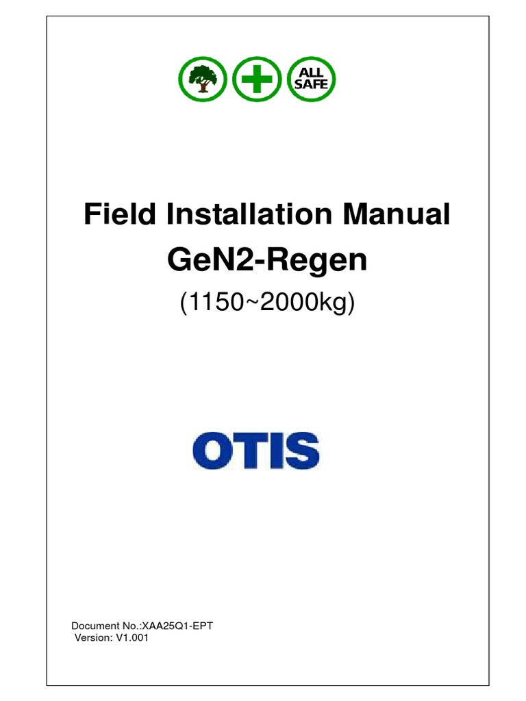 GeN2-Regen (1150kg-2000kg) Installation Manual | PDF | Elevator | Waste