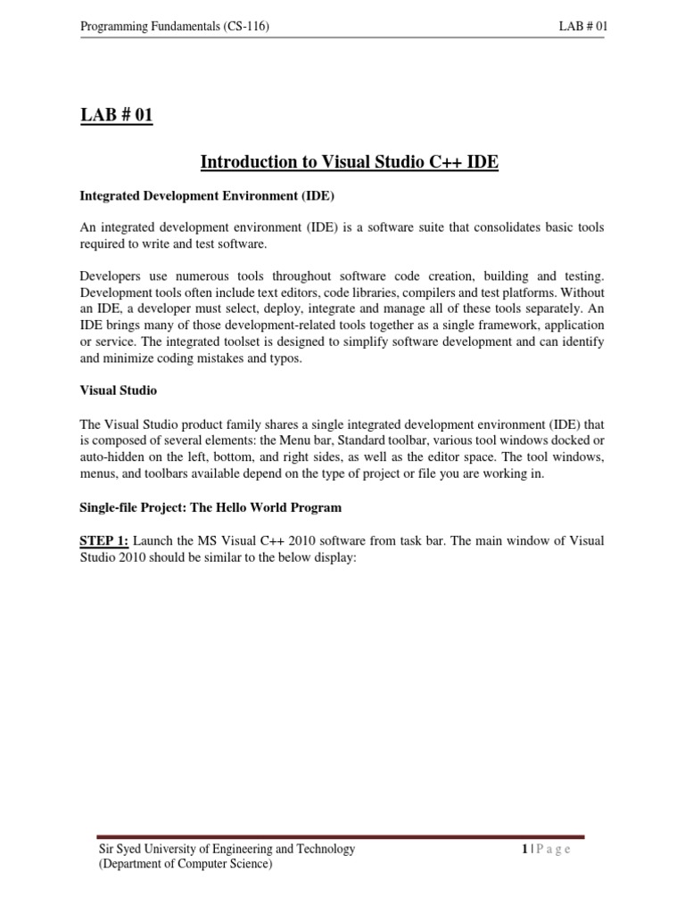 Lab Session 1 | Download Free PDF | Microsoft Visual Studio | Software