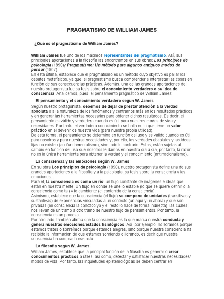 Pragmatismo de William James | PDF | Pragmatismo | William James