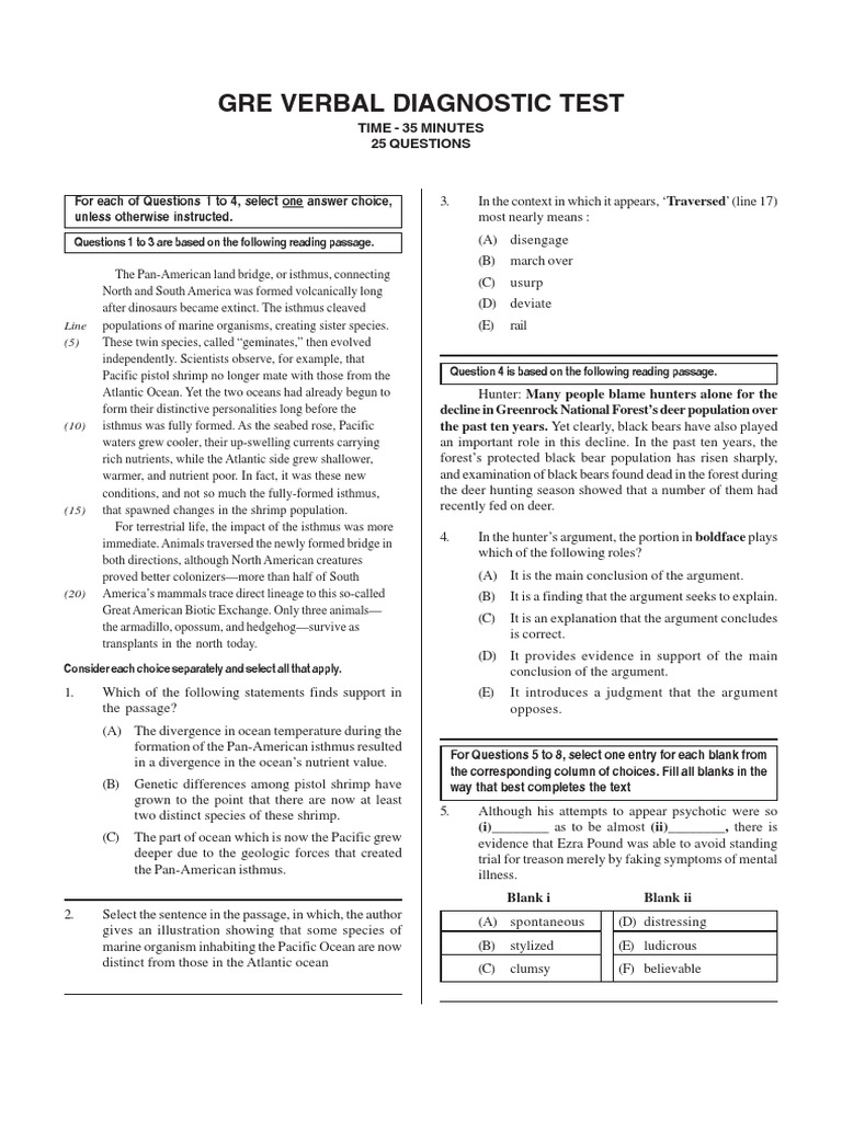 Revised Gre Diagnostic Test | PDF | Evolution | Emotions
