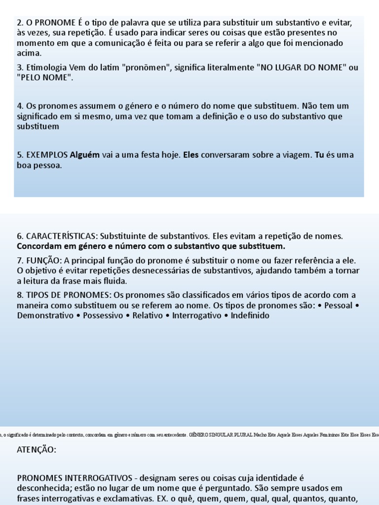 Os principais tipos de pronomes: características, funções e exemplos ...