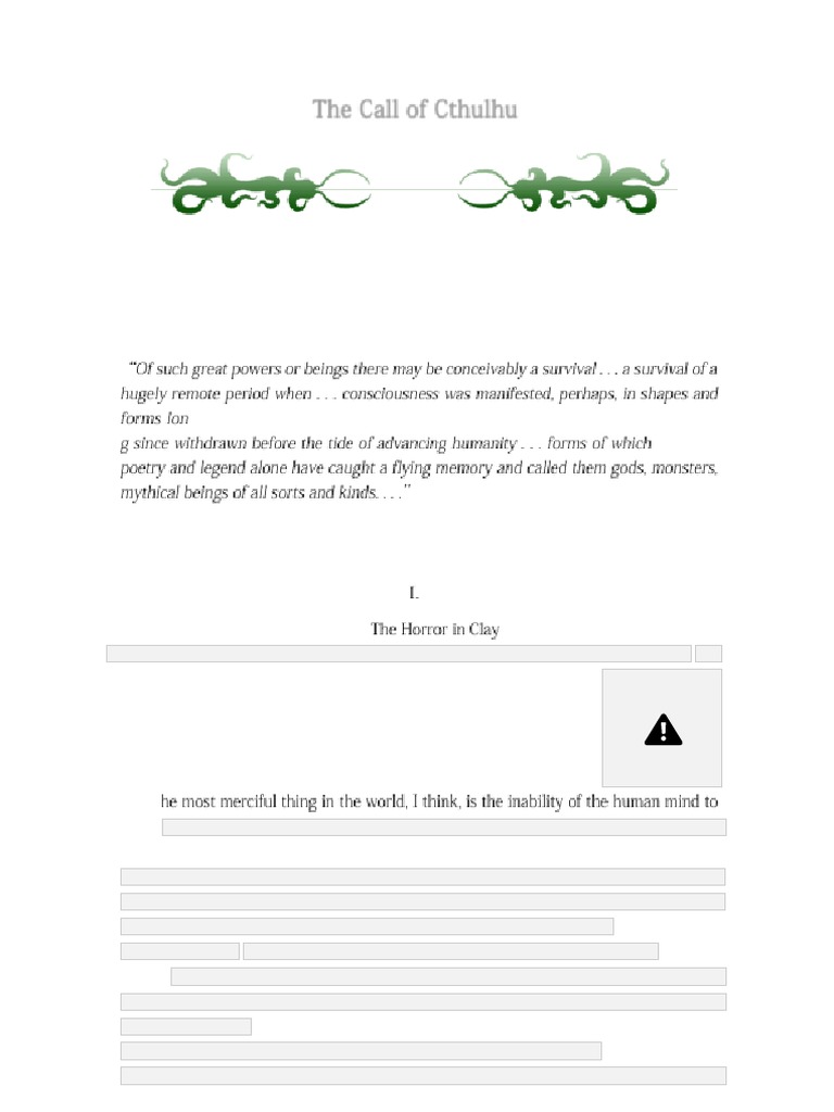 The Call of Cthulhu Author H. P. Lovecraft | PDF