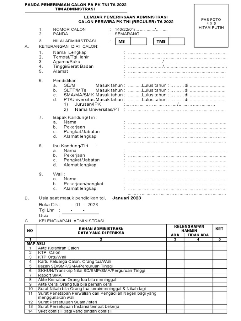 Blanko Rikmin CP PK Ta 2022 | PDF