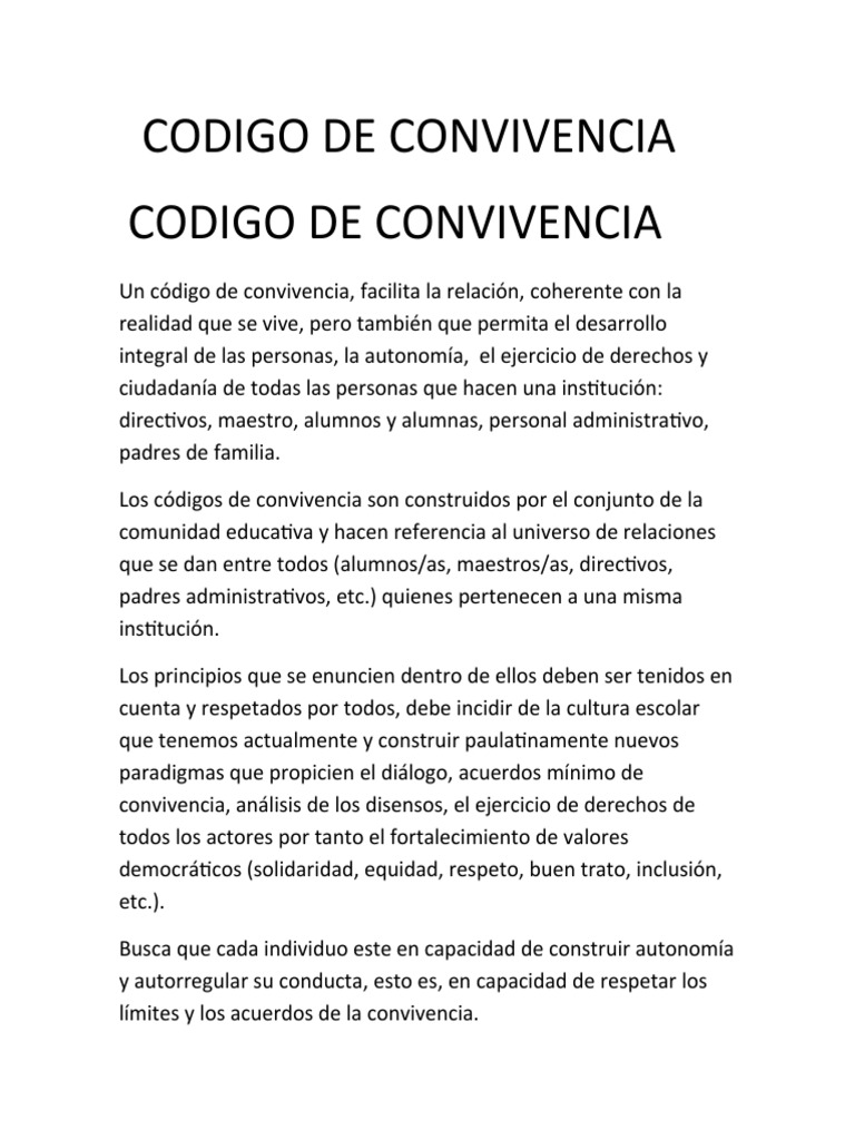 Codigo De Convivencia Pdf