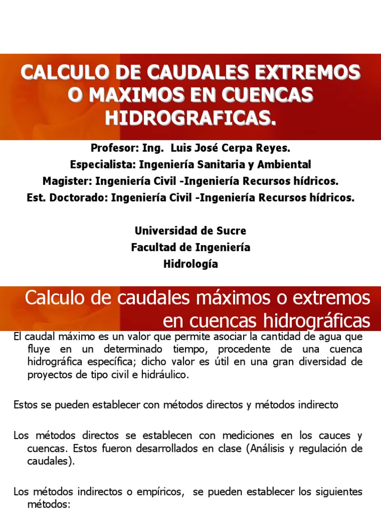 Caudales Maximos Racional | PDF | Descarga (hidrología) | Hidrología