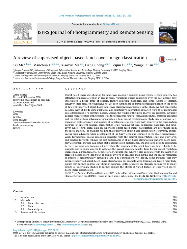 A Review Of Supervised Object Based Land Cover Image Classification Pdf Remote Sensing