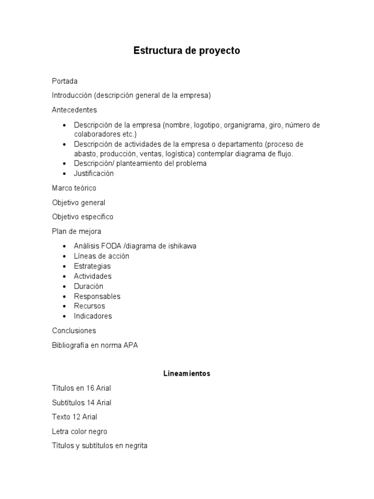 Estructura de Proyecto | PDF | Análisis FODA | Planificación